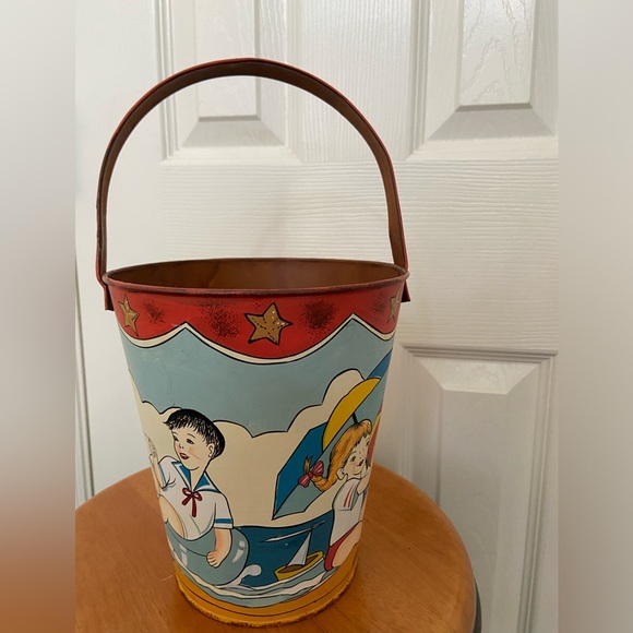 Other | Vintage Inspired Tin Metal Beach Sand Pail Bucket Nautical ...